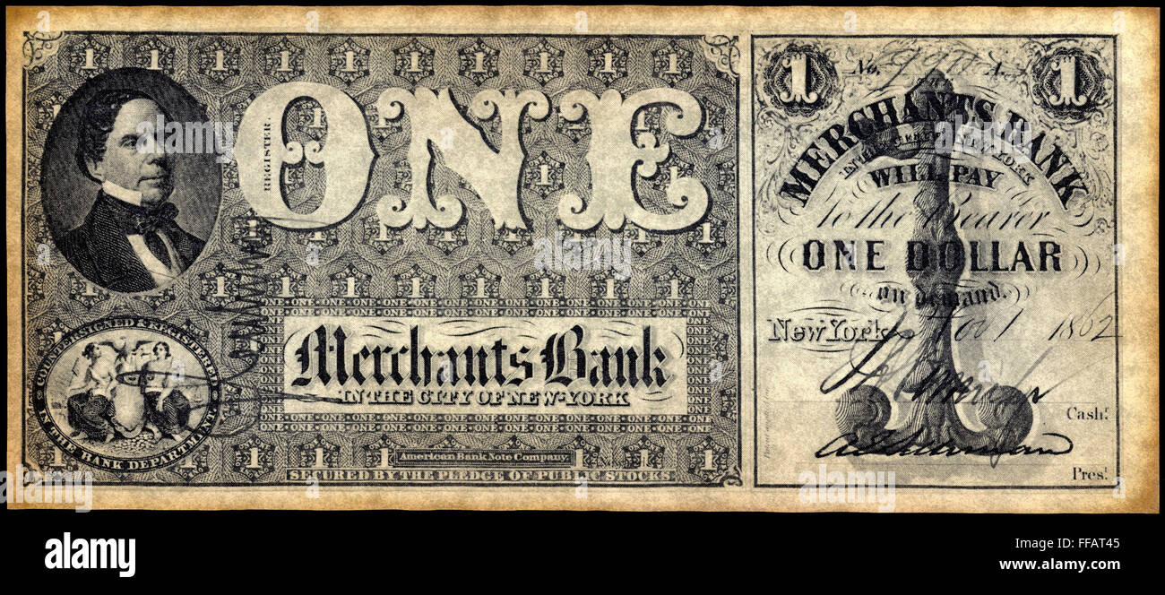 UNION BANKNOTE, 1862. /nState of New York banknote for one dollar ...