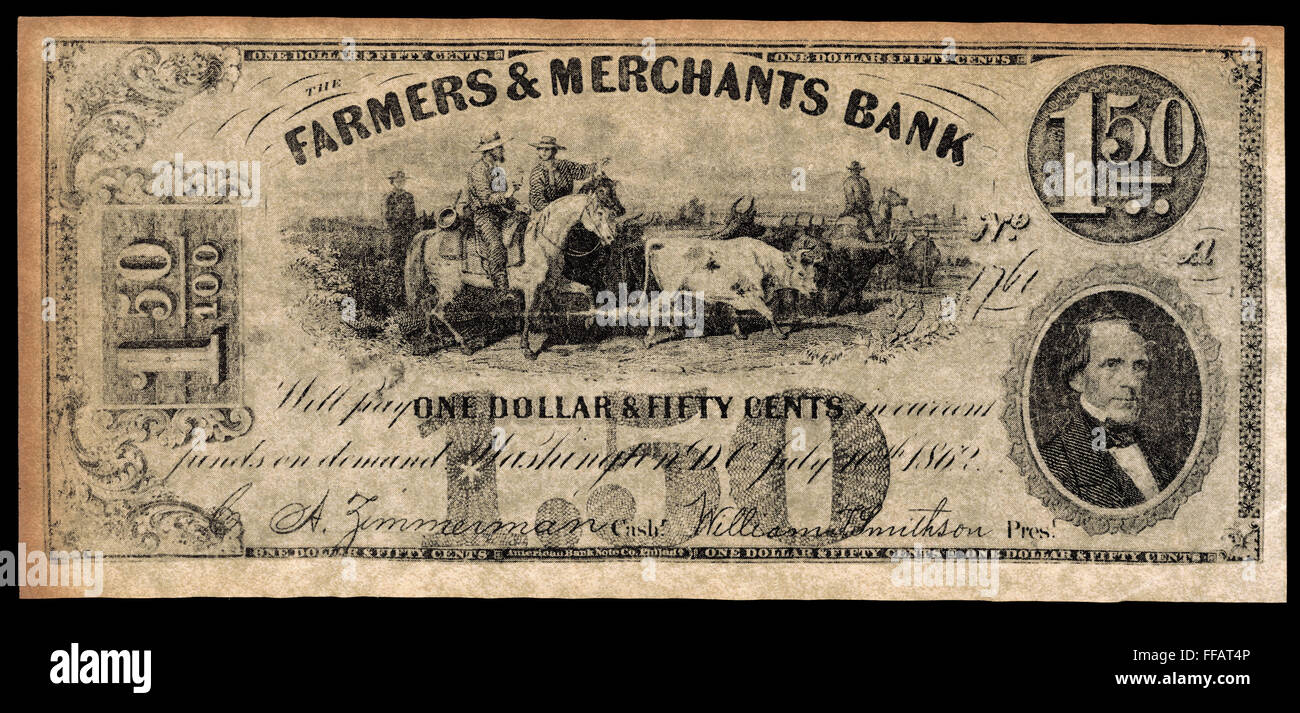 UNION BANKNOTE, 1862. /nWashington, D.C. banknote for one dollar and ...
