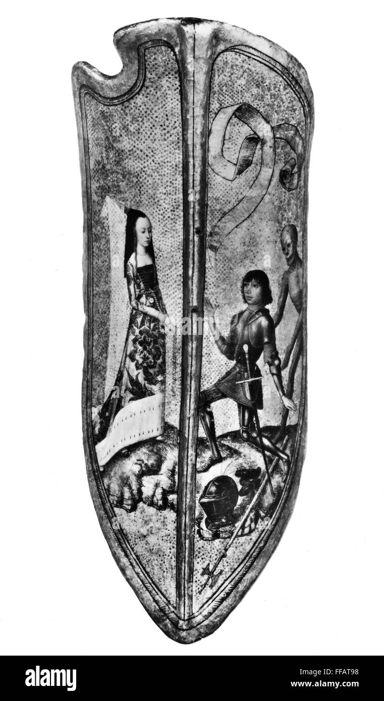 SHIELD, 15th CENTURY. /nShield of parade, gilt, and painted. Flemish ...