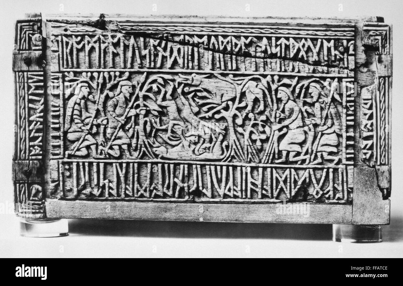 FRANKS CASKET, 700 A.D. /nLeft side of the Franks Casket, with a scene ...