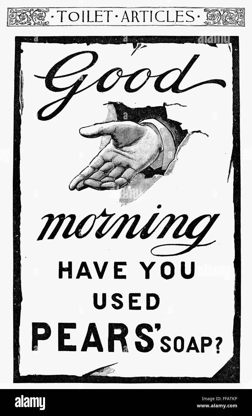 PEARS' SOAP AD, 1889. /nAmerican advertisement, 1889 Stock Photo - Alamy