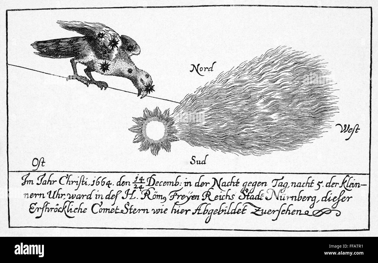 COMET, 1664. /nThe Comet of 1664. Contemporary German engraving Stock ...