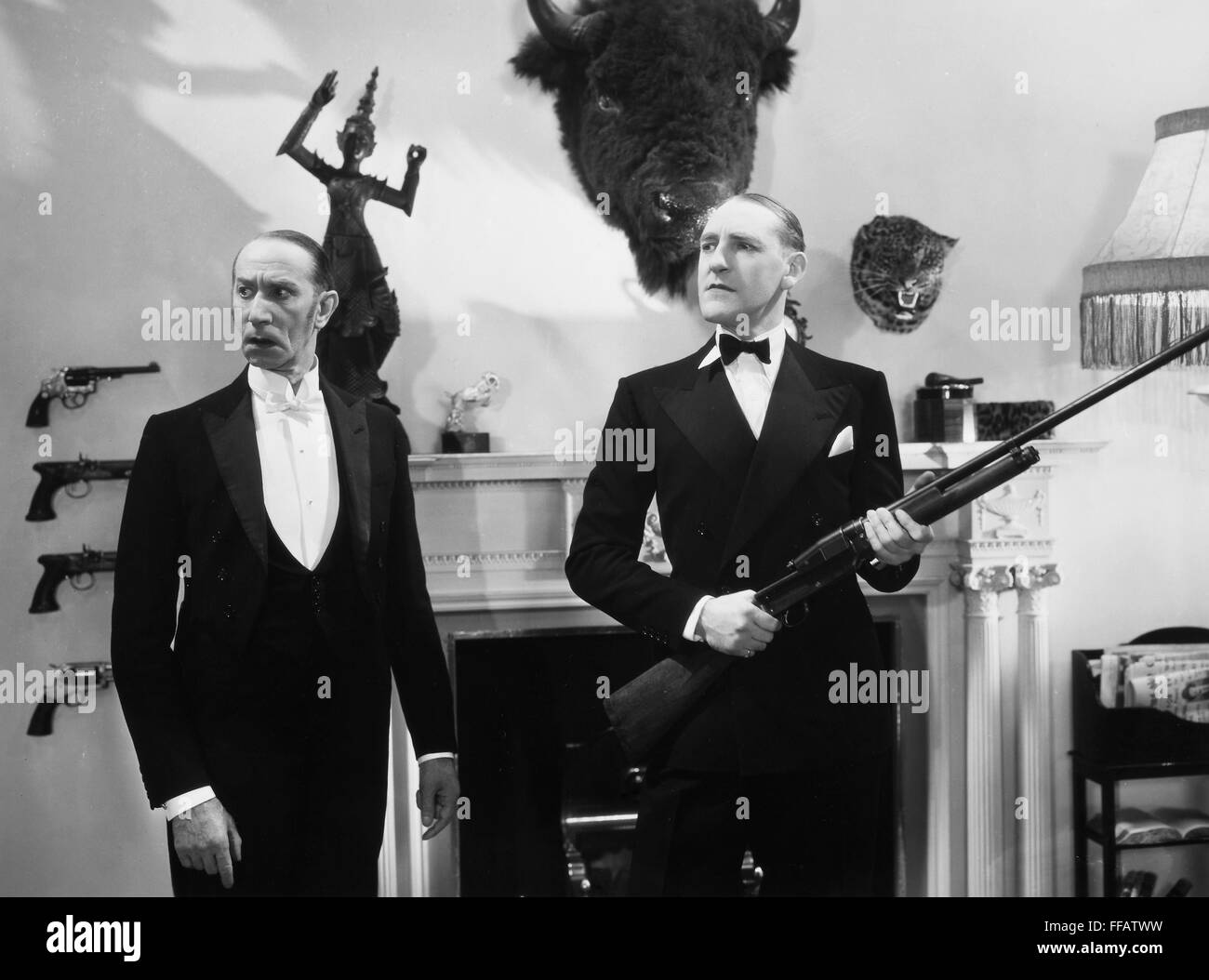 BULLDOG DRUMMOND, 1935. /nGibb McLaughlin and Jack Hulbert in a scene ...