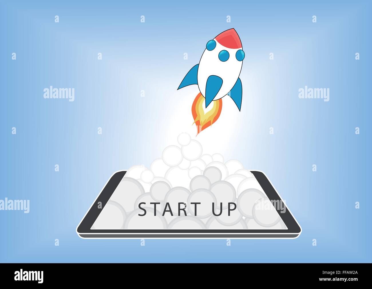 Internet Mobile Start Up for Apps with Rocket Launch Stock Vector Image ...