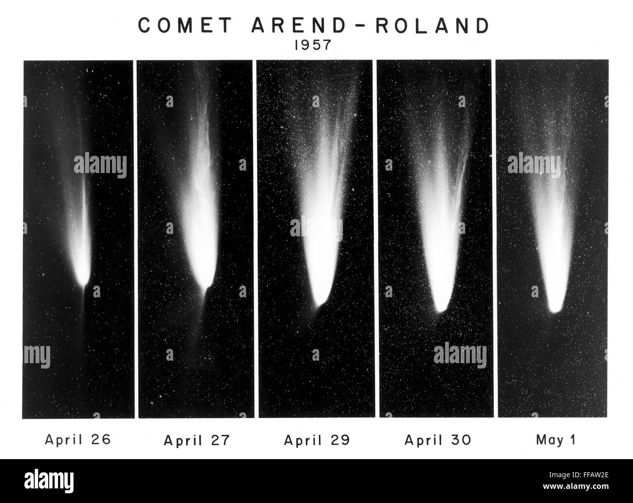 AREND-ROLAND COMET, 1957. /nFive views taken with a 48-inch schmidt ...