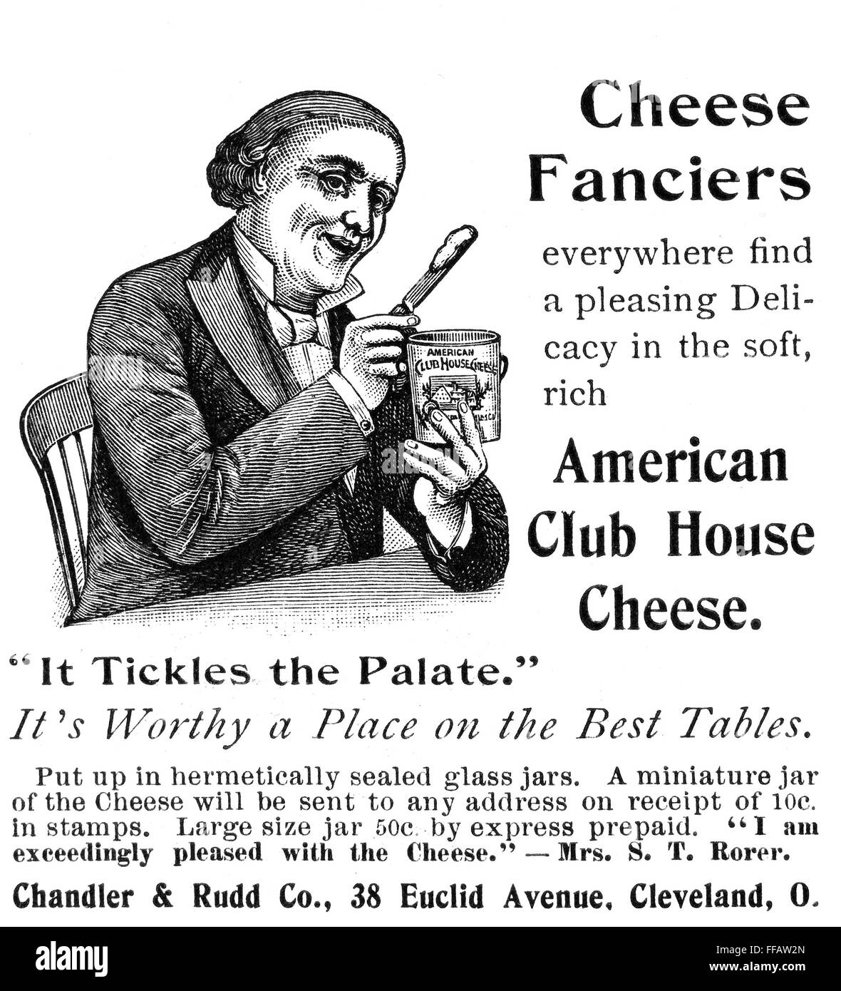 CHEESE ADVERTISEMENT, 1895. /nAmerican magazine advertisement, 1895 ...