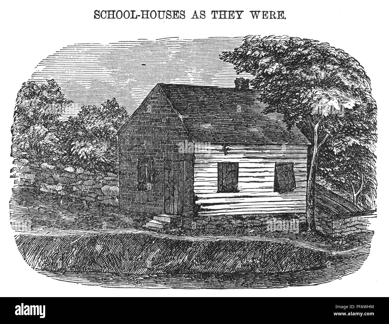 ONE-ROOM SCHOOLHOUSE. /nA rural schoolhouse of the early 19th century ...