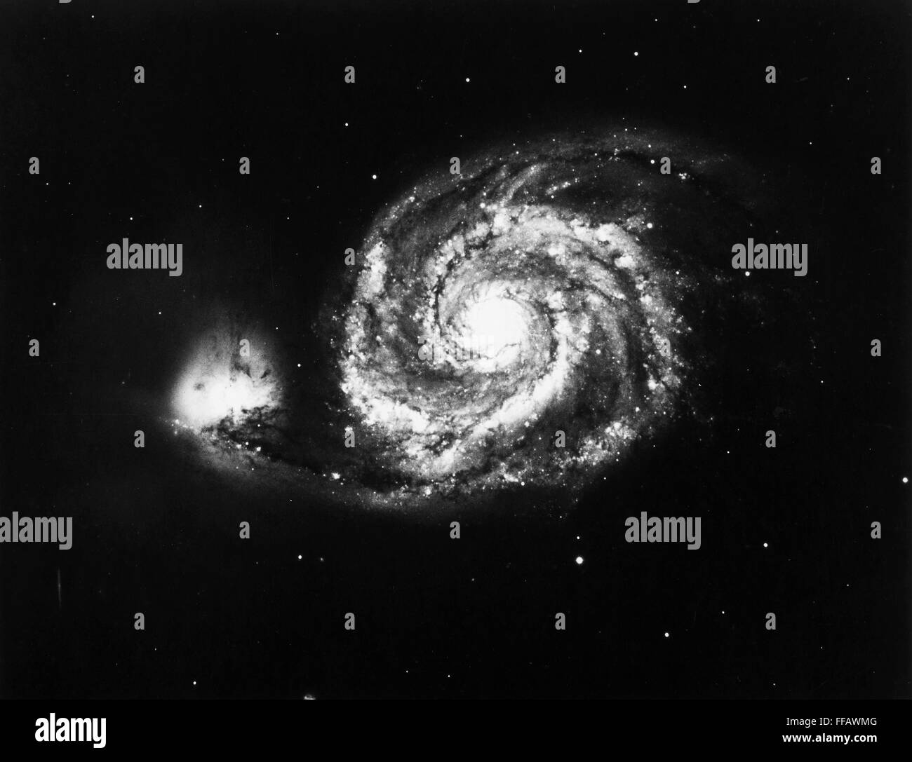 SPIRAL GALAXY. /nNGC 5194 spiral galaxy in 'Canes Venatici'. Messier 51 ...