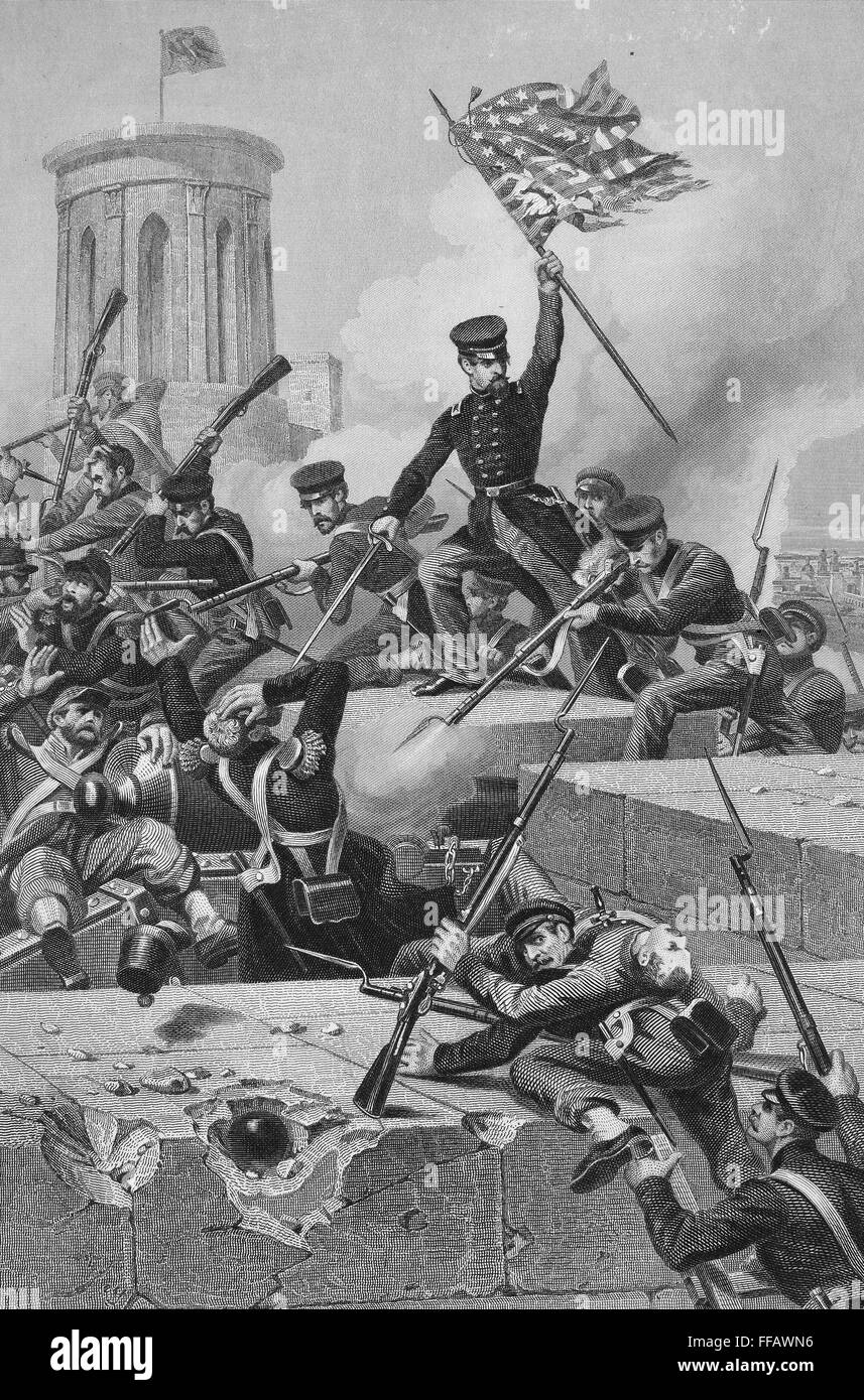 BATTLE OF CHAPULTEPEC, 1847. /nU.S. forces storming the palace of Chapultepec on 13 September ...