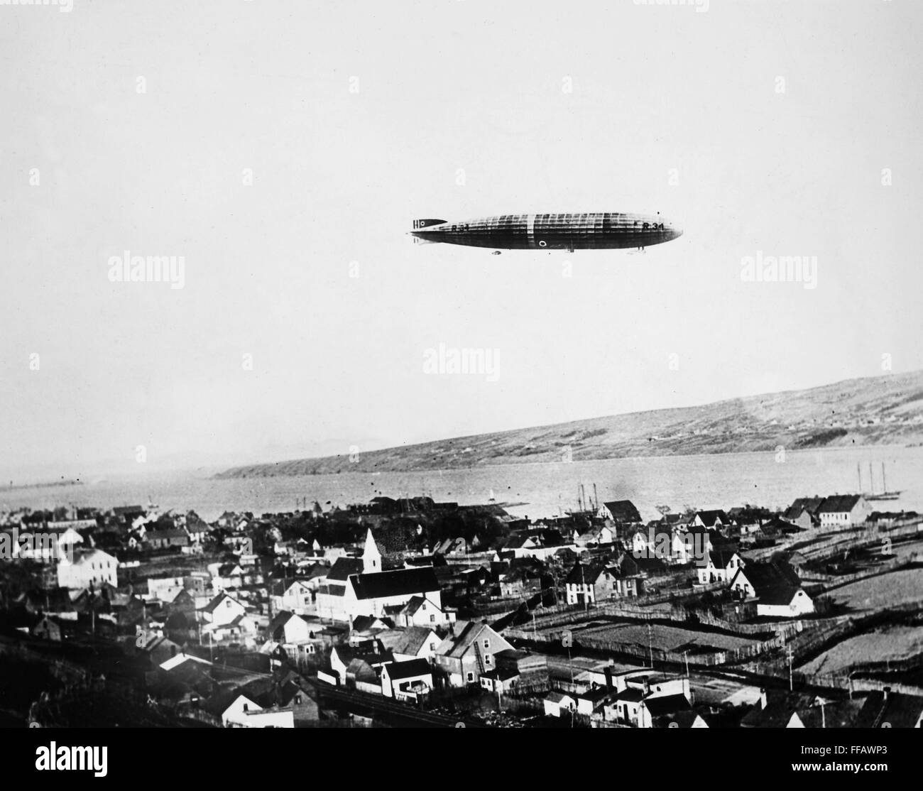 AIRSHIP R-34, 1919. /nThe British rigid airship R-34 in flight over ...