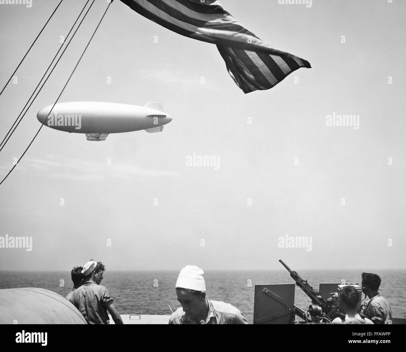 U.S. NAVY BLIMP, 1944. /nU.S. Navy Blimp on anti-submarine duty over ...