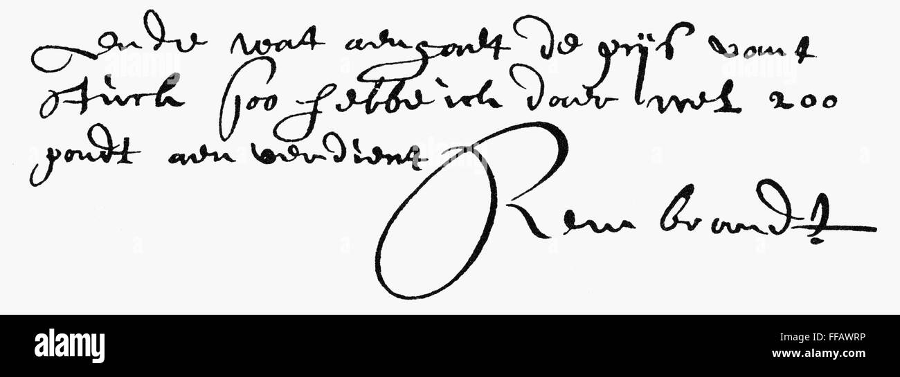 REMBRANDT van RIJN /n(1606-1669). Dutch painter and etcher. Autograph ...