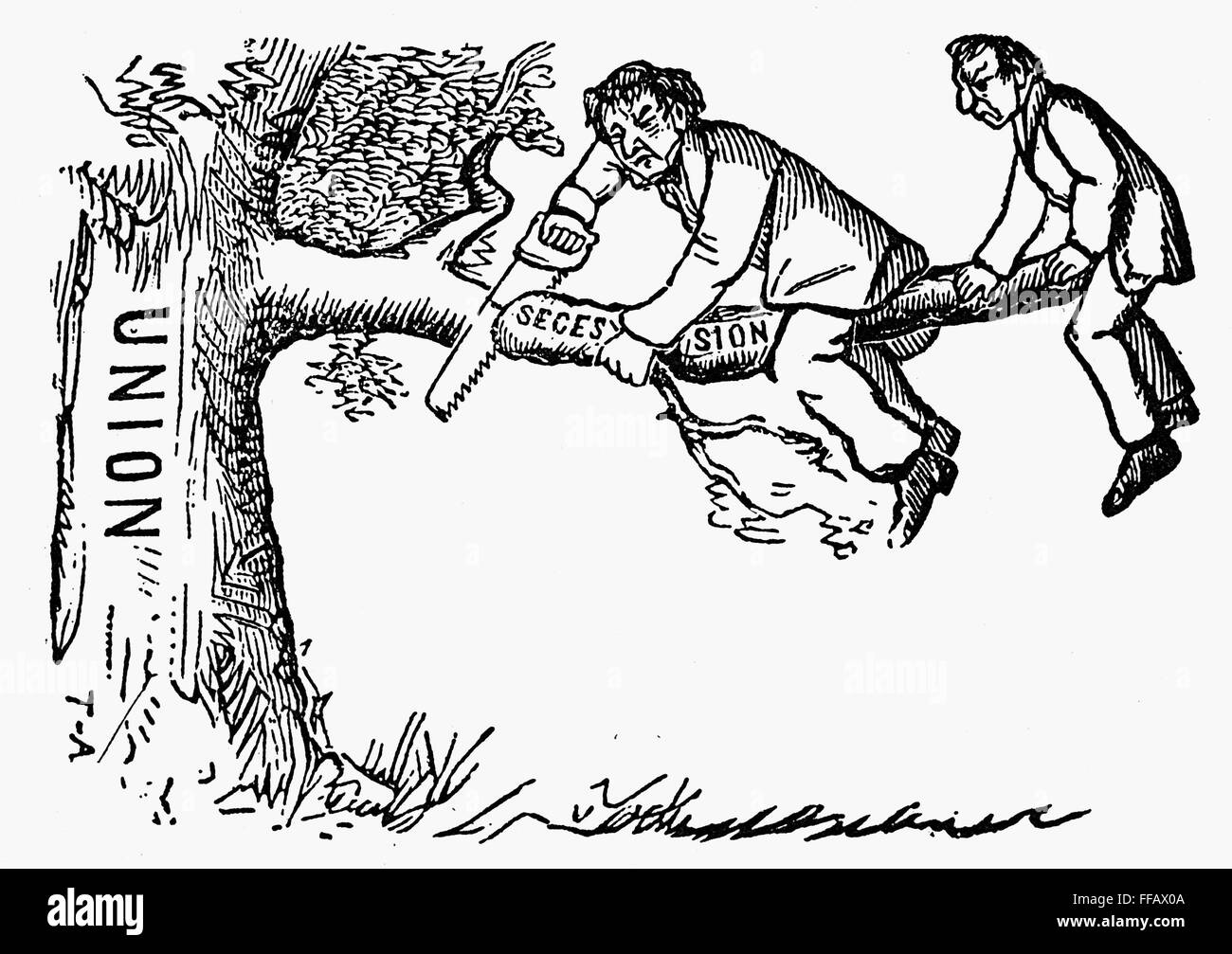 CARTOON: SECESSION, 1861. /nSecessionists leaving the Union. American ...