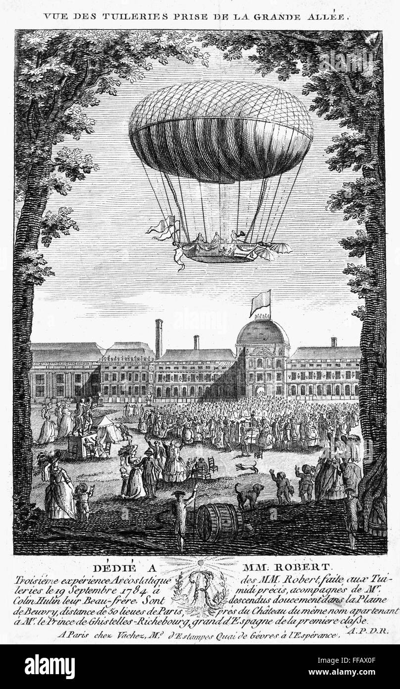 BALLOON, PARIS, 1784. /nThe third ascent of the Robert and Charles ...