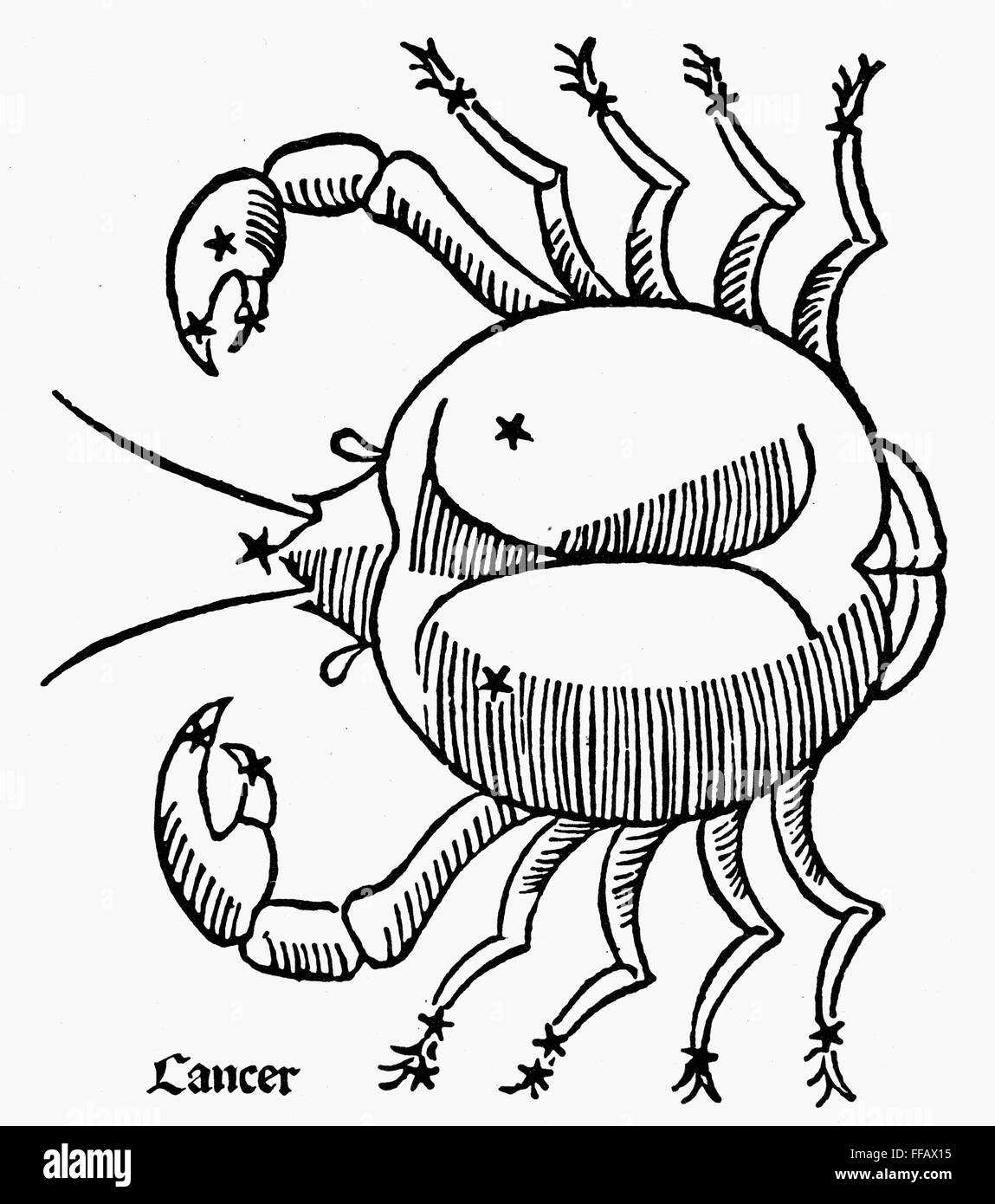 ZODIAC: CANCER, 1482. /nCancer, the crab. Zodiacal woodcut from Gaius ...