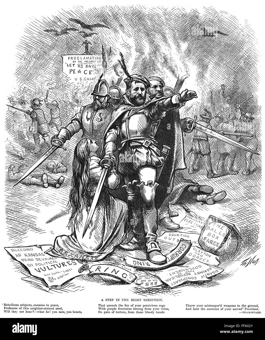 GRANT CARTOON, 1874. /n'A Step in the Right Direction.' American ...