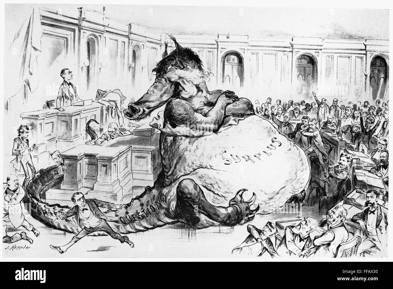 KEPPLER: SURPLUS CARTOON. /nCartoon by Joseph Keppler showing the ...