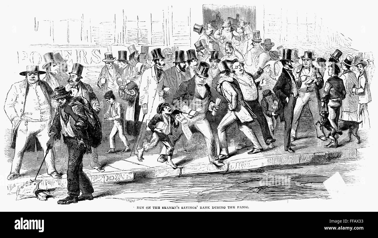 BANK PANIC OF 1857. /nRun on the Seamen's Bank for Savings in New York ...