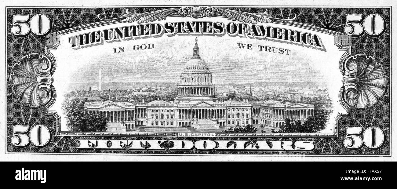 50 DOLLAR BILL. /nThe back of a U.S fifty dollar note Stock Photo - Alamy
