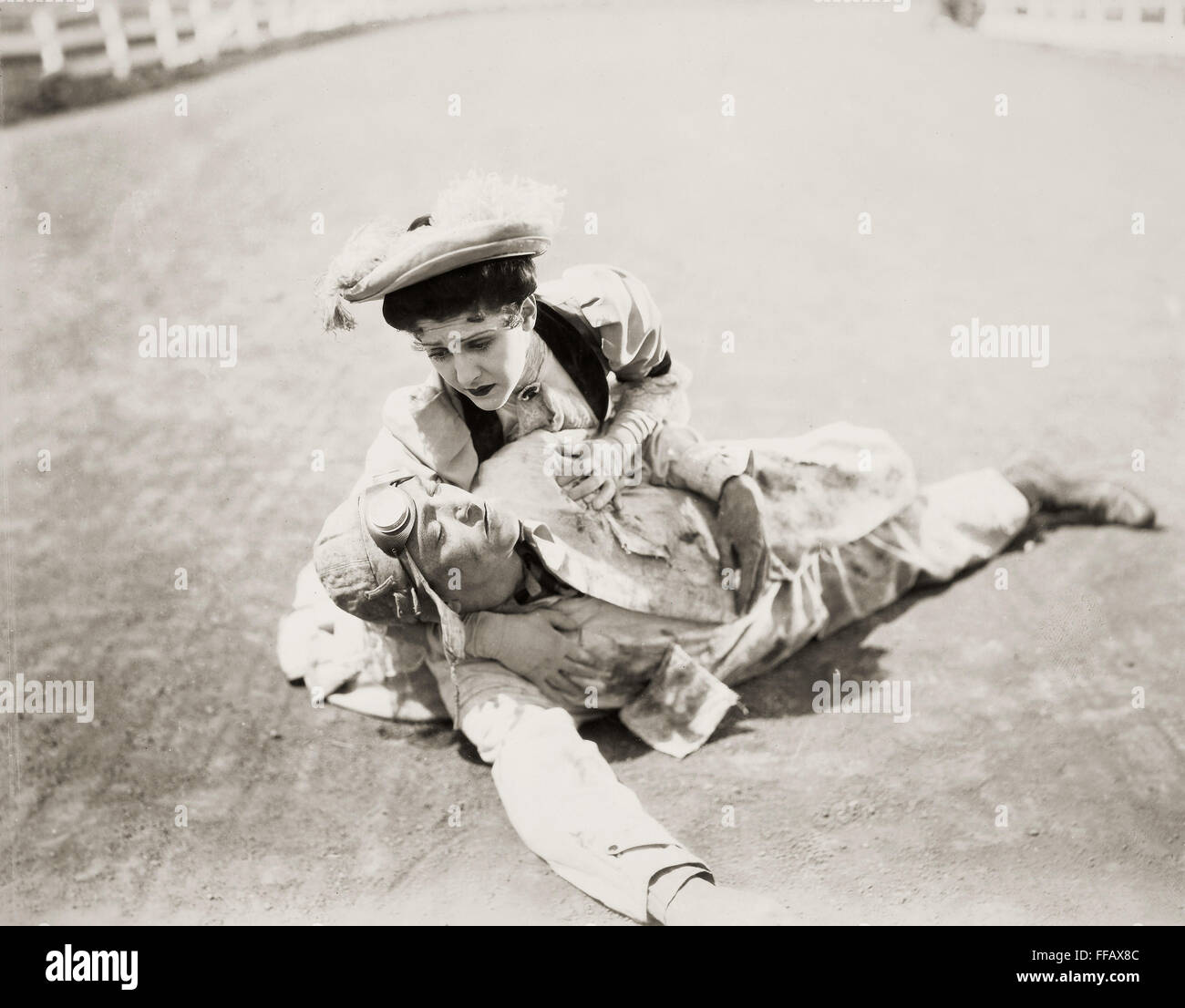 FILM: THE FIRST AUTO, 1927./nFilm still depicting Barney Oldfield Stock ...