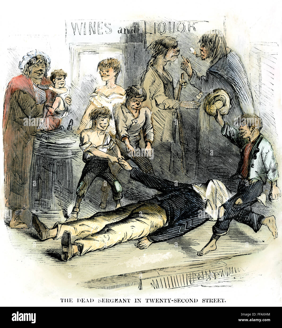 NEW YORK: DRAFT RIOTS 1863. /nA dead sergeant on 22nd Street during the ...