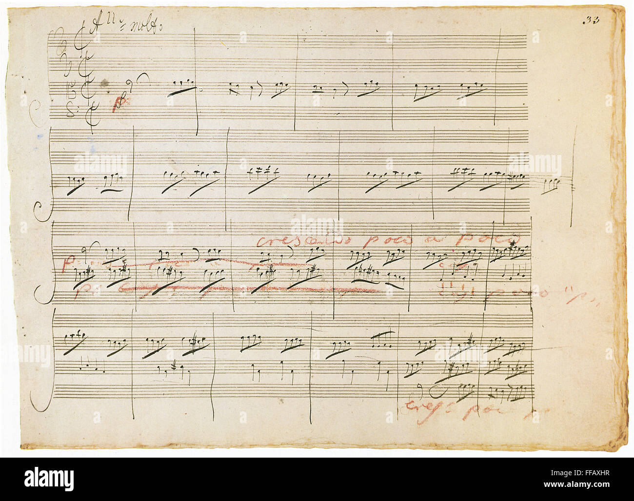 BEETHOVEN MANUSCRIPT, 1806. /nManuscript page from Ludwig van Beethoven ...