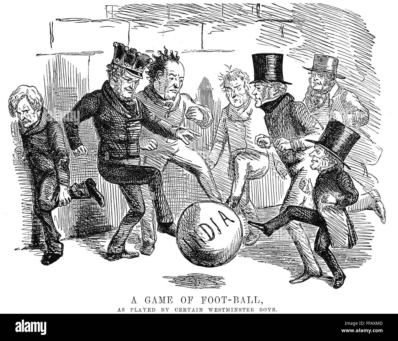 INDIA BILL CARTOON, 1858. /n'A Game of Foot-Ball, as Played by Certain ...