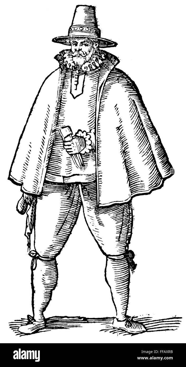 ENGLISH MERCHANT, 1598. /nWoodcut Stock Photo - Alamy