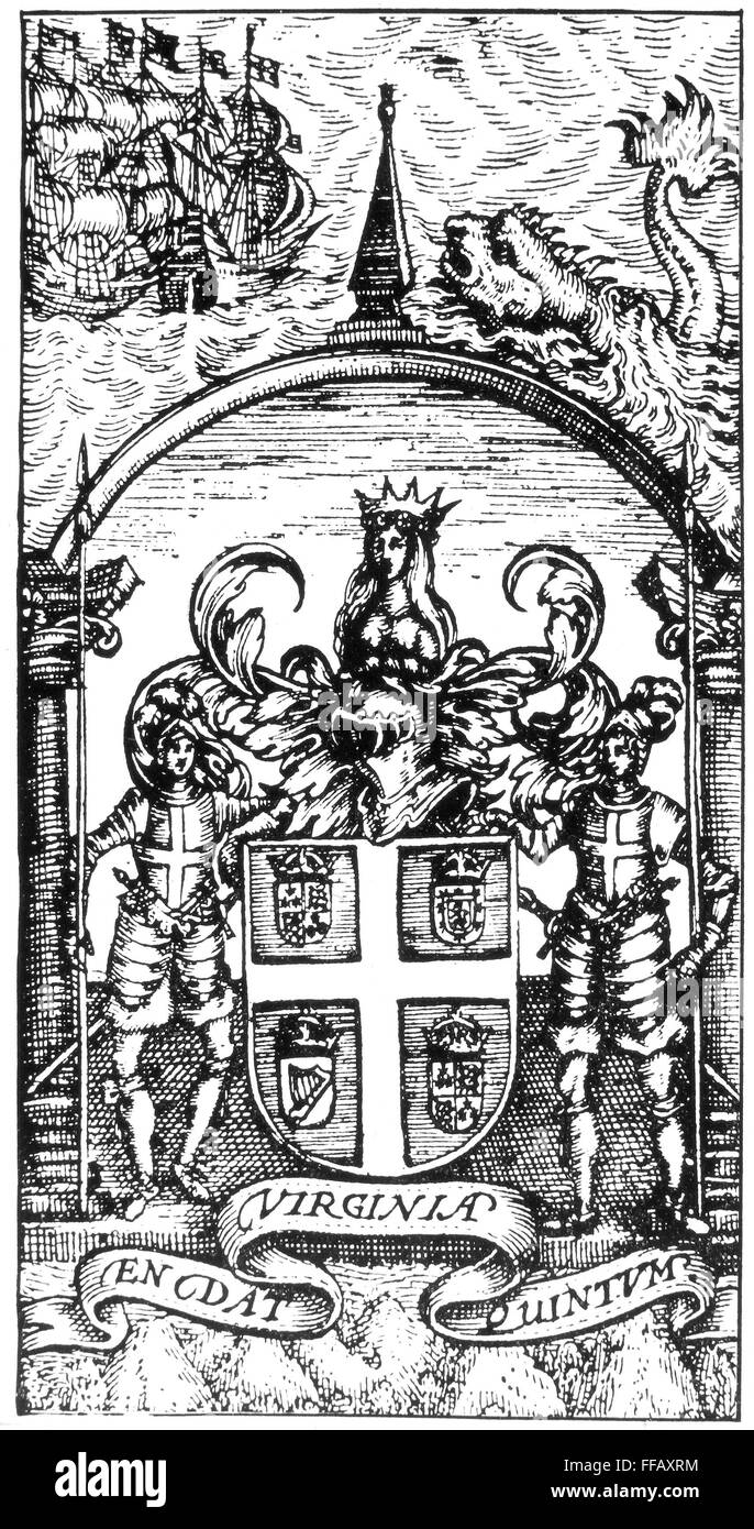 COAT OF ARMS, 1624. /nCoat of arms of the Virginia Trading Company of ...
