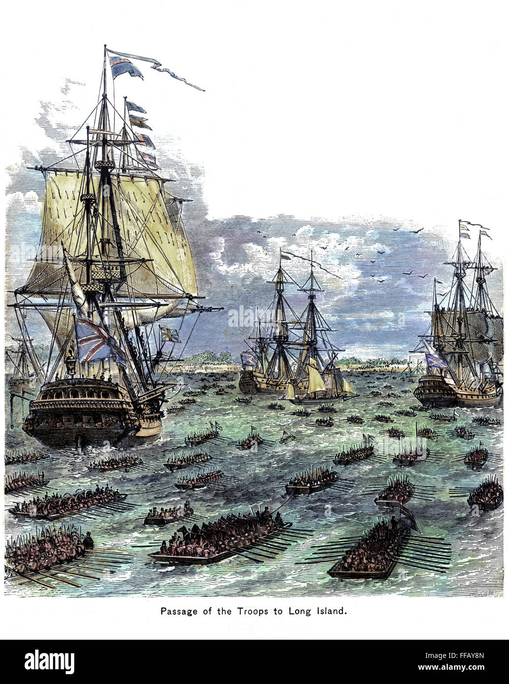 BATTLE OF LONG ISLAND 1776. /nThe passage of British troops from Staten ...