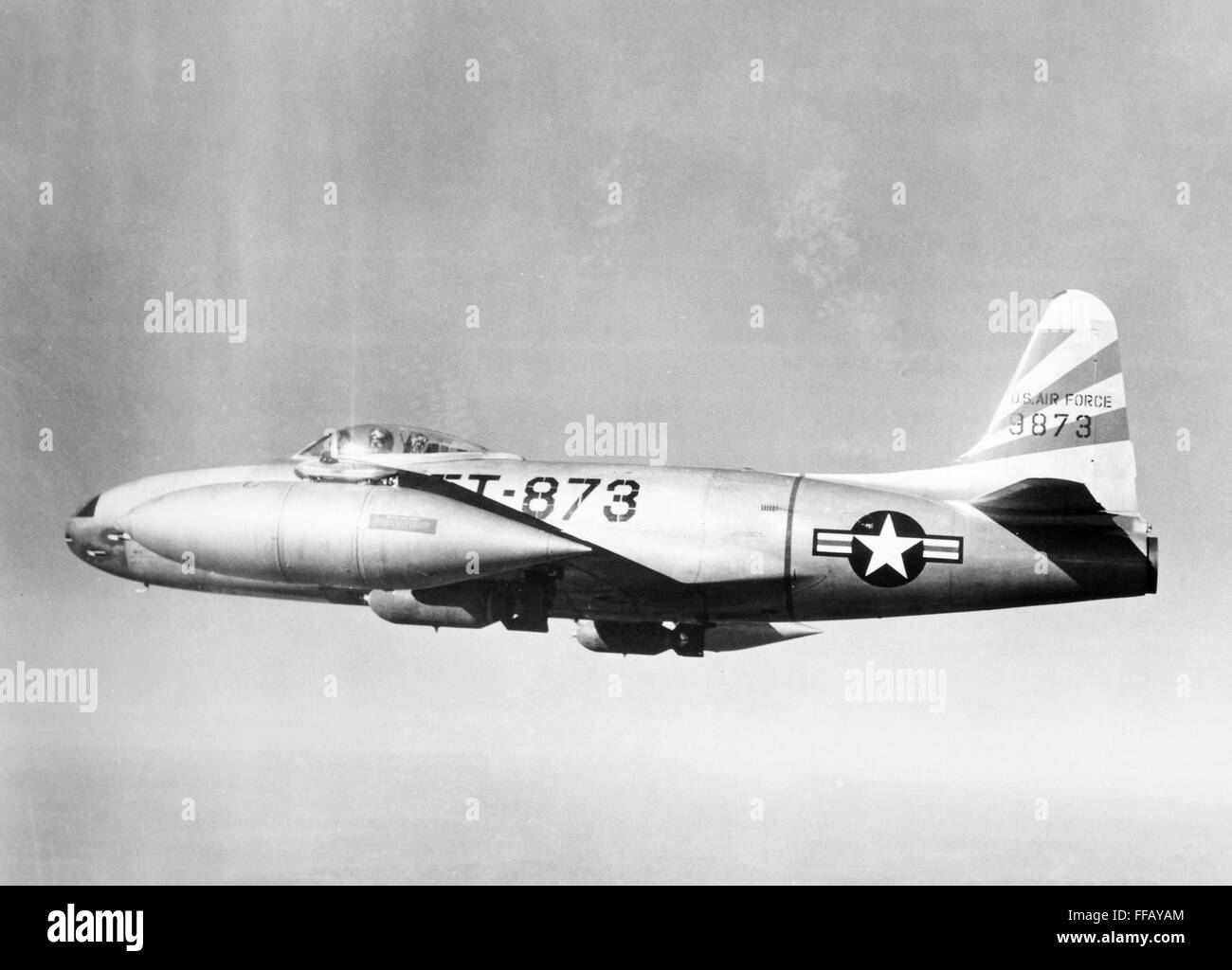 JET FIGHTER PLANE, 1951./nA F-80 Lockheed 'Shooting Star' jet fighter ...