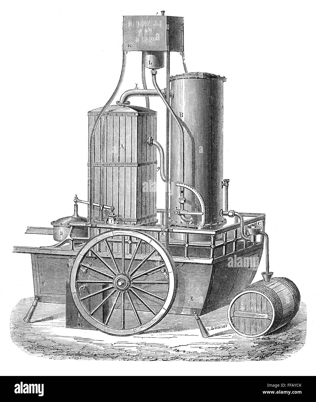 PORTABLE STILL. /nLine engraving, French, 19th century Stock Photo - Alamy