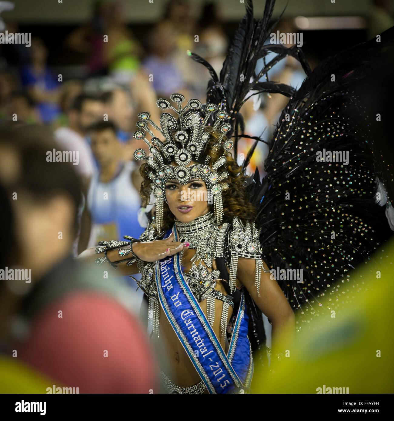 Samba dancers parade in the Sambadrome during the Rio Carnival February ...