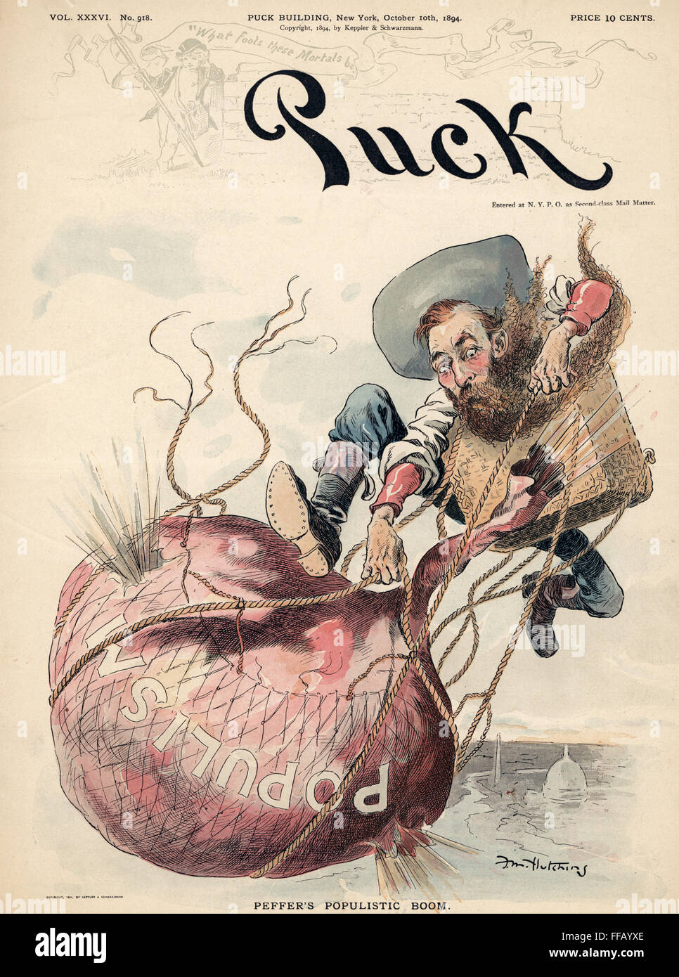 POPULIST PARTY CARTOON. /n'Peffer's Populistic Boom.' American cartoon ...