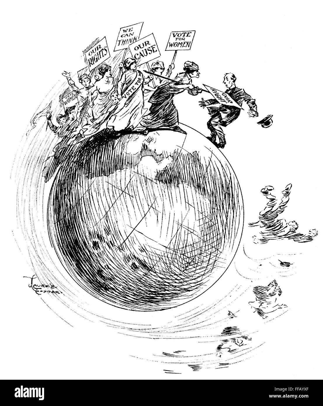 WOMEN'S SUFFRAGE CARTOON. /n'Make Way!': American cartoon comment by ...