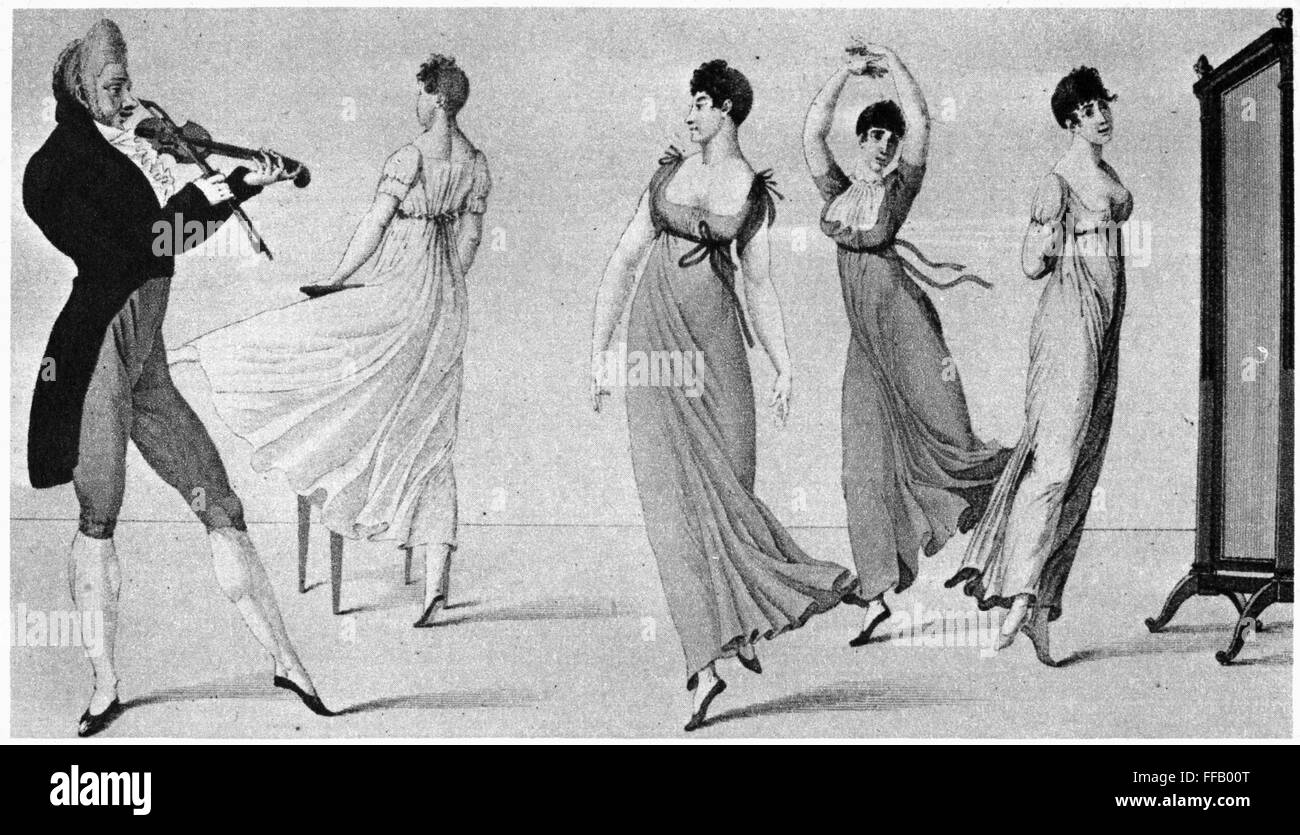 DANCE: WALTZ, c1810. /n'The Dancing-Mania.' A dancing lesson in Paris ...