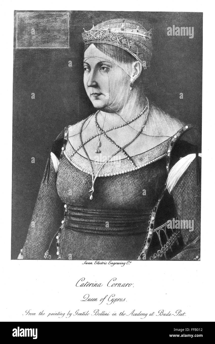 CATERINA CORNARO (1454-1510). /nQueen of Cyprus, 1474-1489. Gravure ...