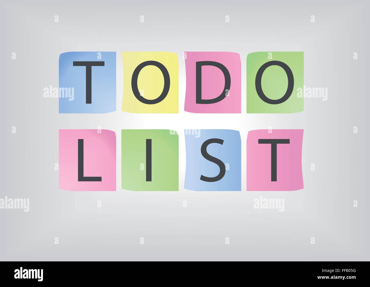 To do list text with colorful post it notes for self management Stock ...