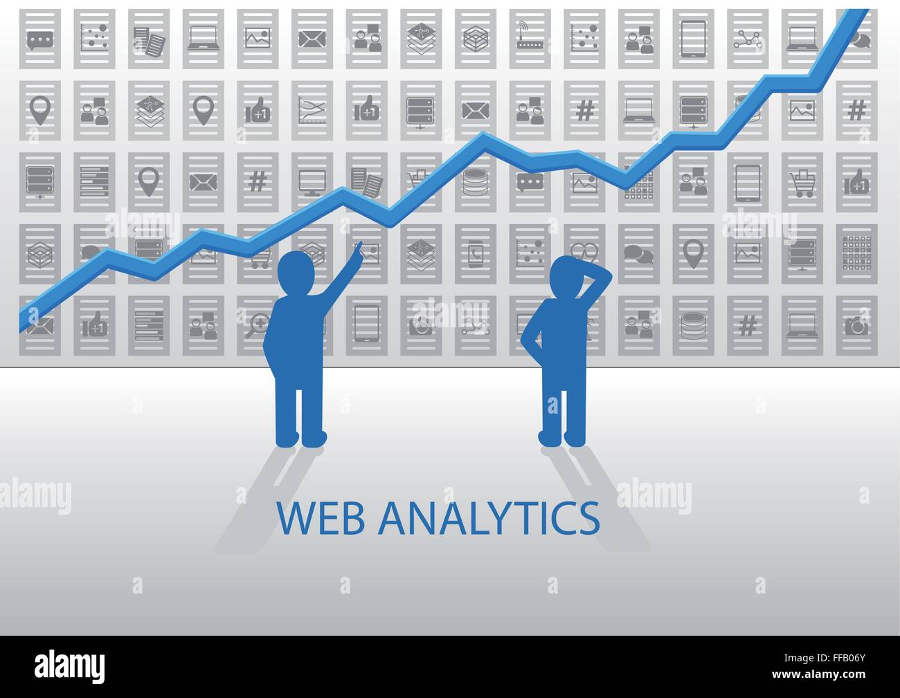 Web analytics vector illustration with two data analysts Stock Vector ...