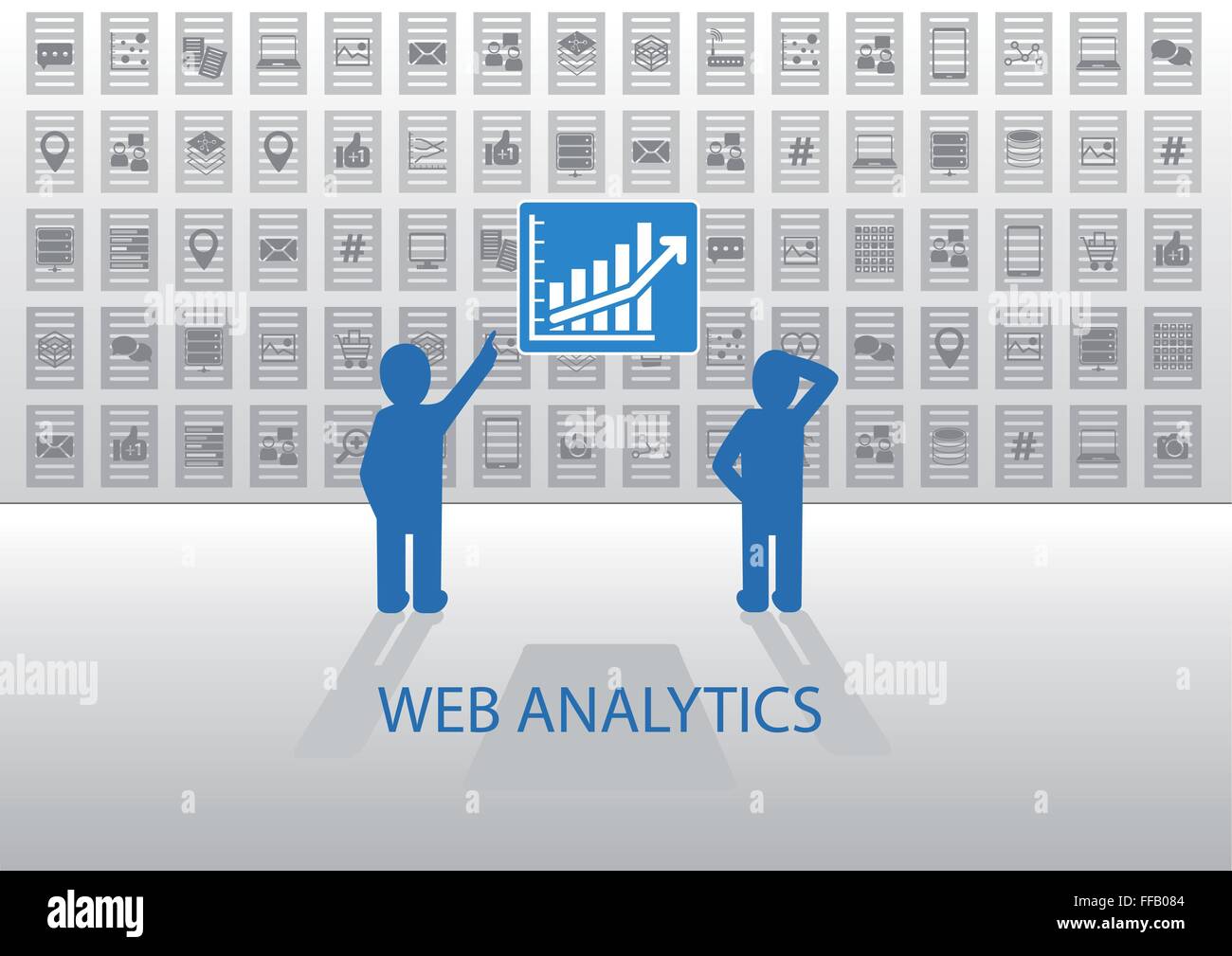 Web analytics vector illustration with two data analysts Stock Vector ...