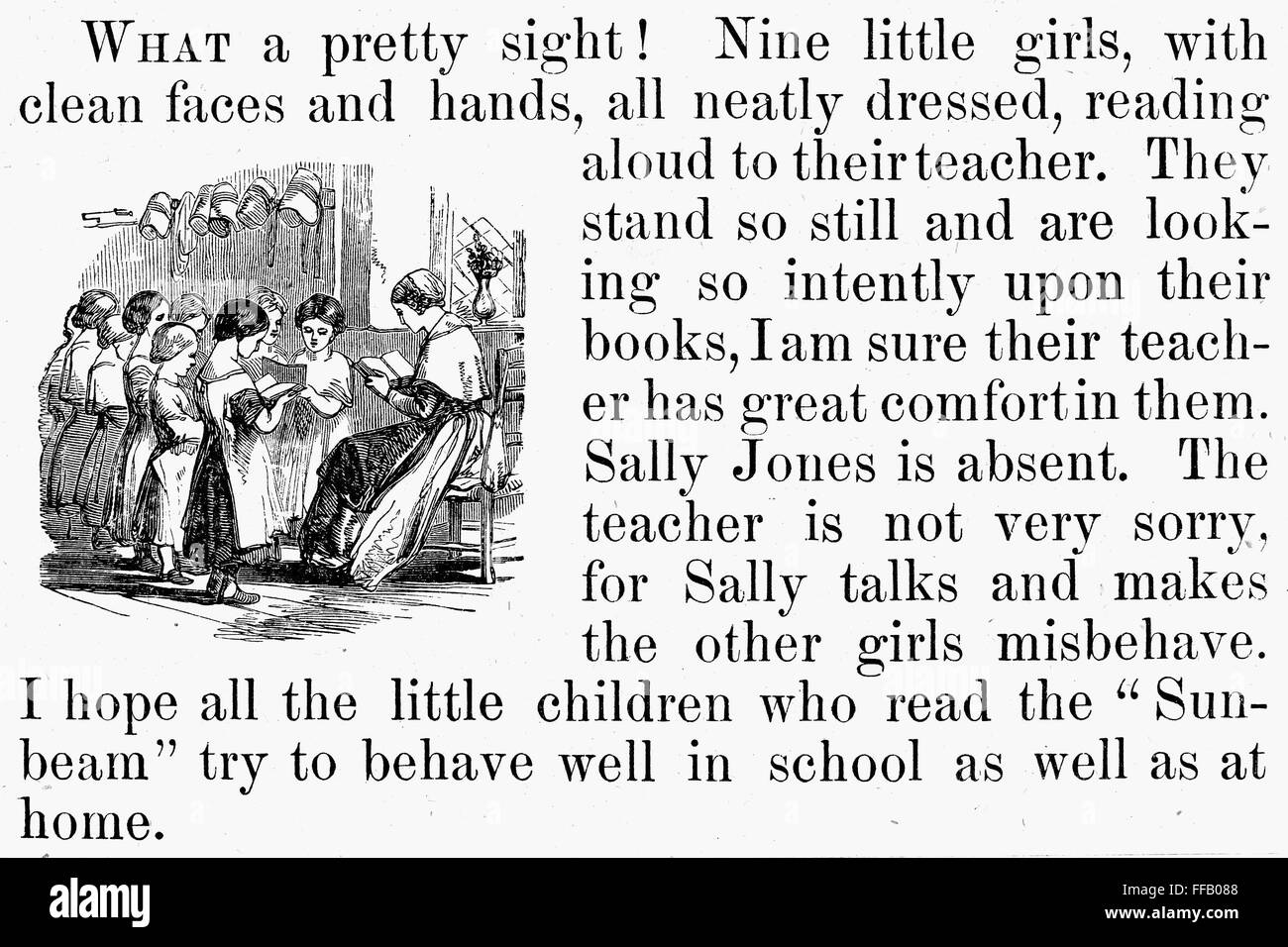 ELEMENTARY SCHOOL, 1860. /nWood engraving, American, c1860 Stock Photo ...