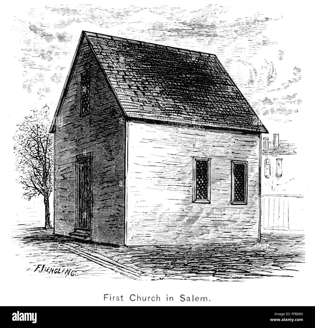 FIRST CHURCH AT SALEM. /nThe first church at Salem, Massachusetts. Wood ...
