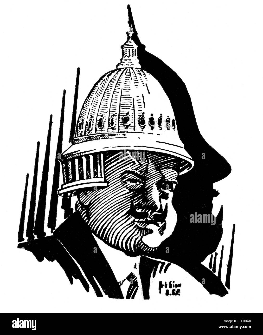 HOOVER CARTOON, 1932. /nPresident Herbert Hoover caricatured in 1932 as ...