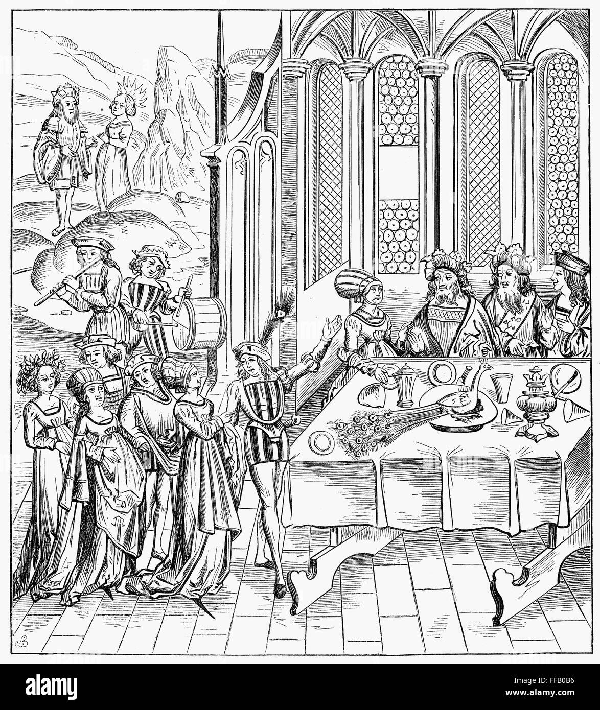 FRANCE: BANQUET, 1517. /nServing the peacock at a state banquet ...