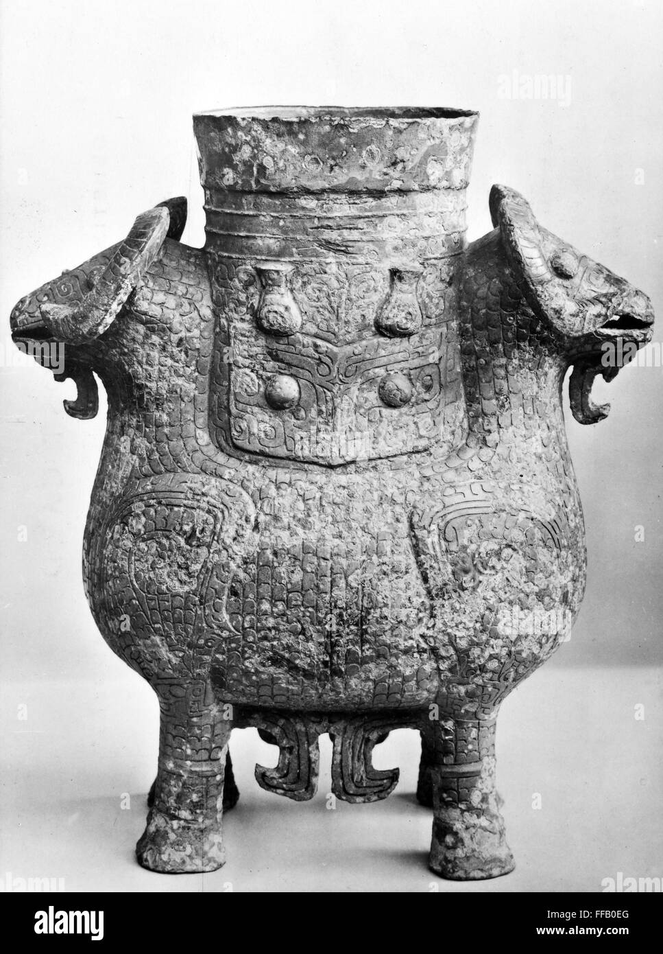 CHINA: RITUAL VESSEL. /nBronze ritual vessel (Tsun). Shang-Yin Dynasty ...