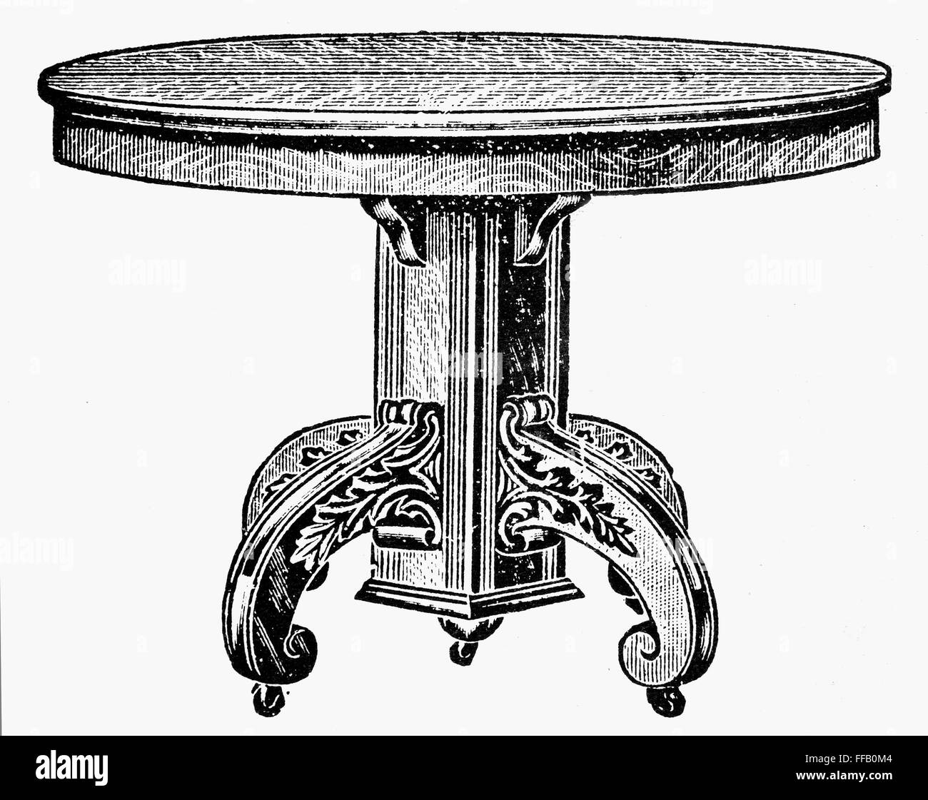 TABLE, 19th CENTURY. /nLine engraving, American, late 19th century ...