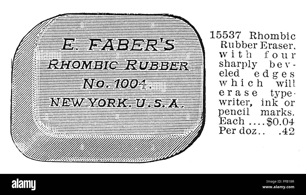 ADVERTISEMENT: ERASER. /nRhombic rubber eraser, made in New York ...