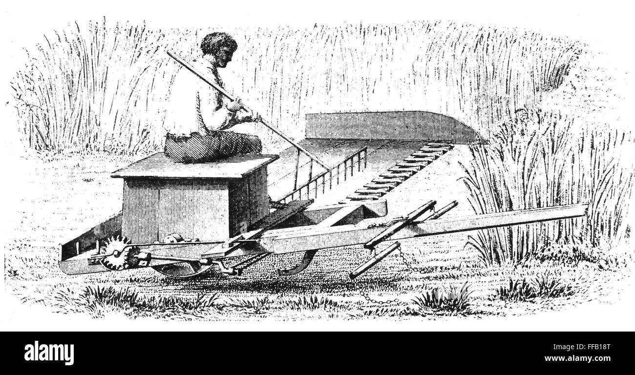 HARVESTING MACHINE. /nObed Hussey's reaper, which caused a sensation at ...