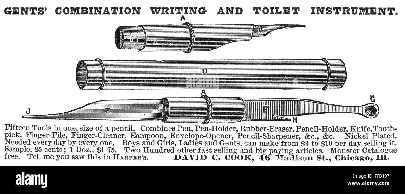 HANDWRITING: INSTRUMENTS. /nAn American patent combination pen, knife ...