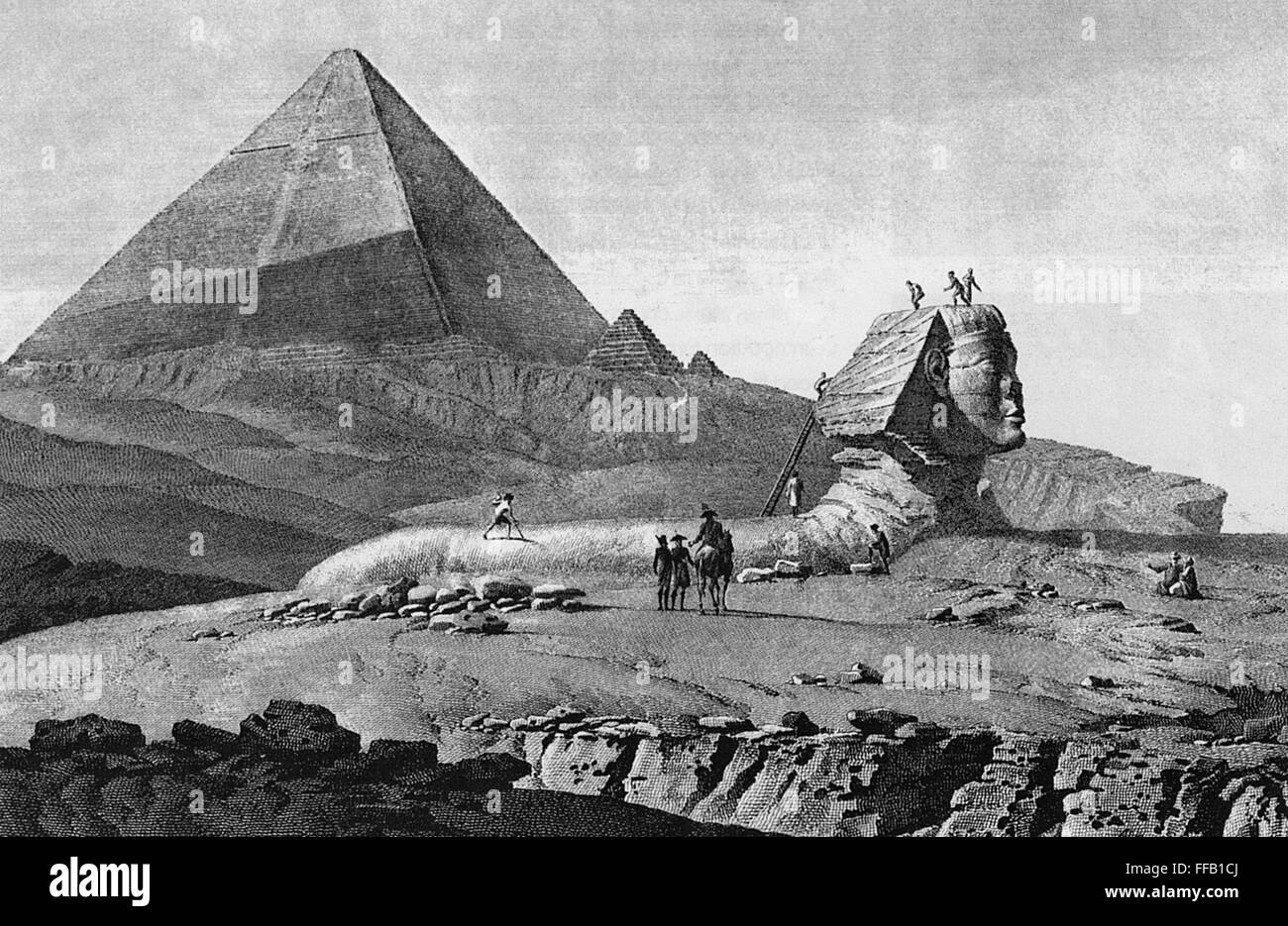 FRENCH IN EGYPT, 1799. /nNapoleon and members of his expedition at Giza ...